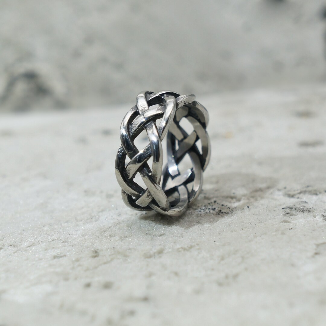 Stainless Steel Chain Rings, Spinning Link Chain Anxiety Ring, Chunky ...