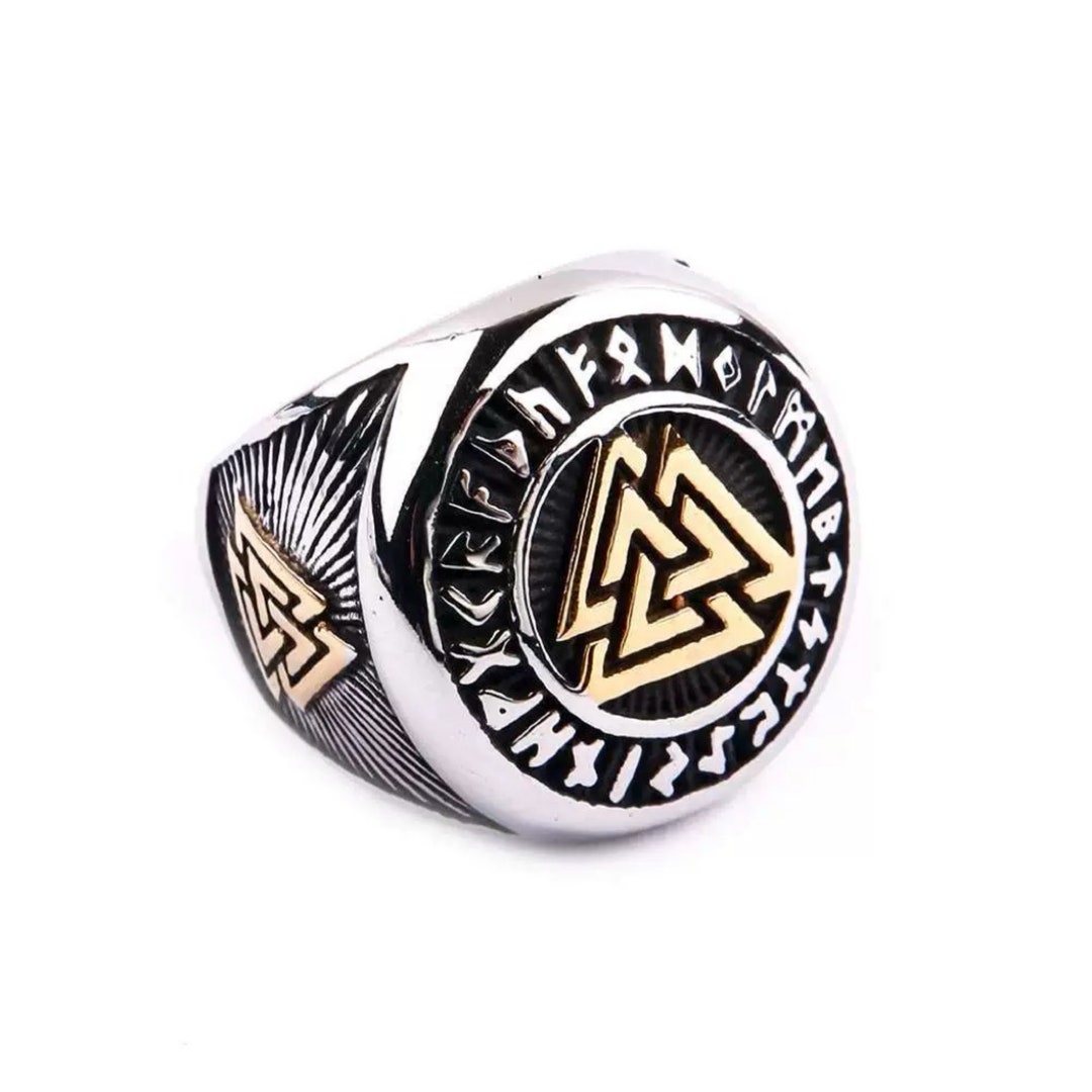 Viking Rune Signet Ring,viking Symbol Valknut Ring,nordic Triangle ...
