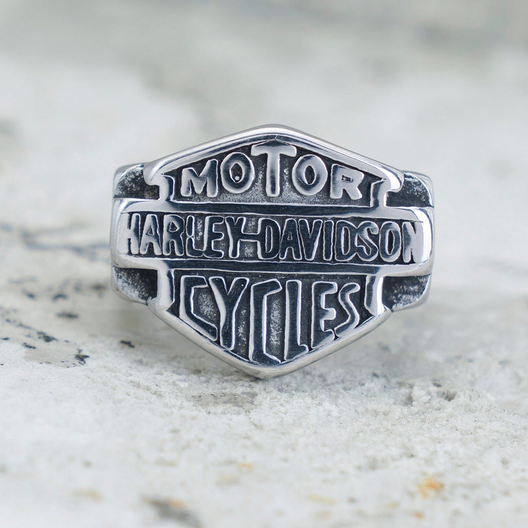 Harley Davidson Ring Silver,motorcycle Signet Ring,biker Ring,harley ...