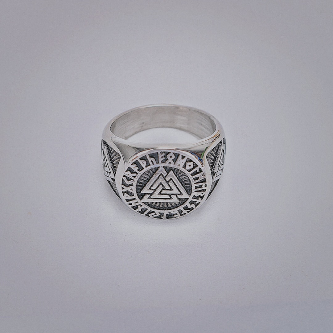 Viking Rune Signet Ring,viking Symbol Valknut Ring,nordic Triangle ...