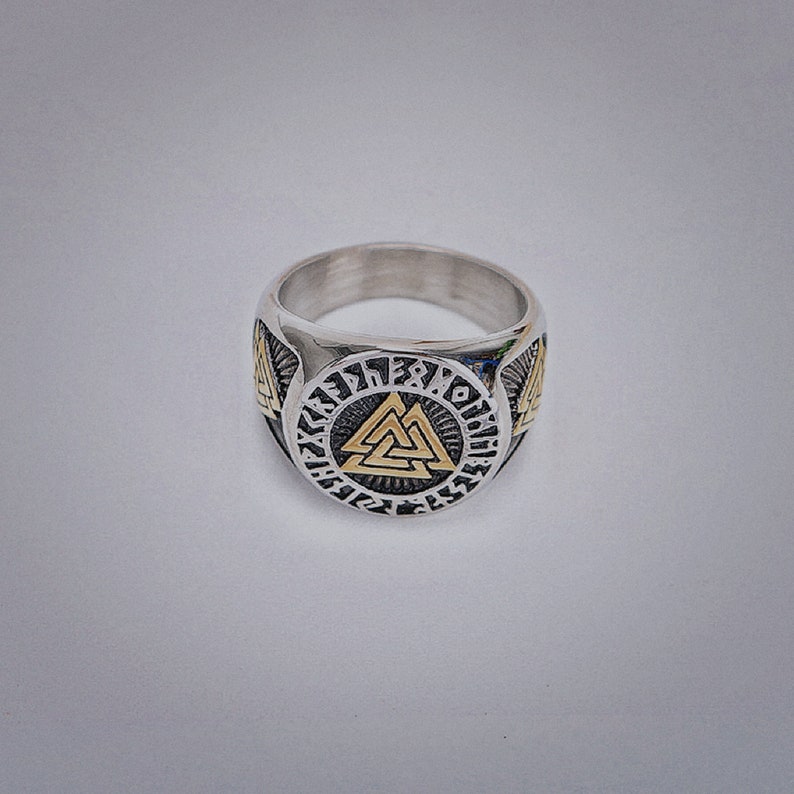 Viking Rune Signet Ring,viking Symbol Valknut Ring,nordic Triangle ...