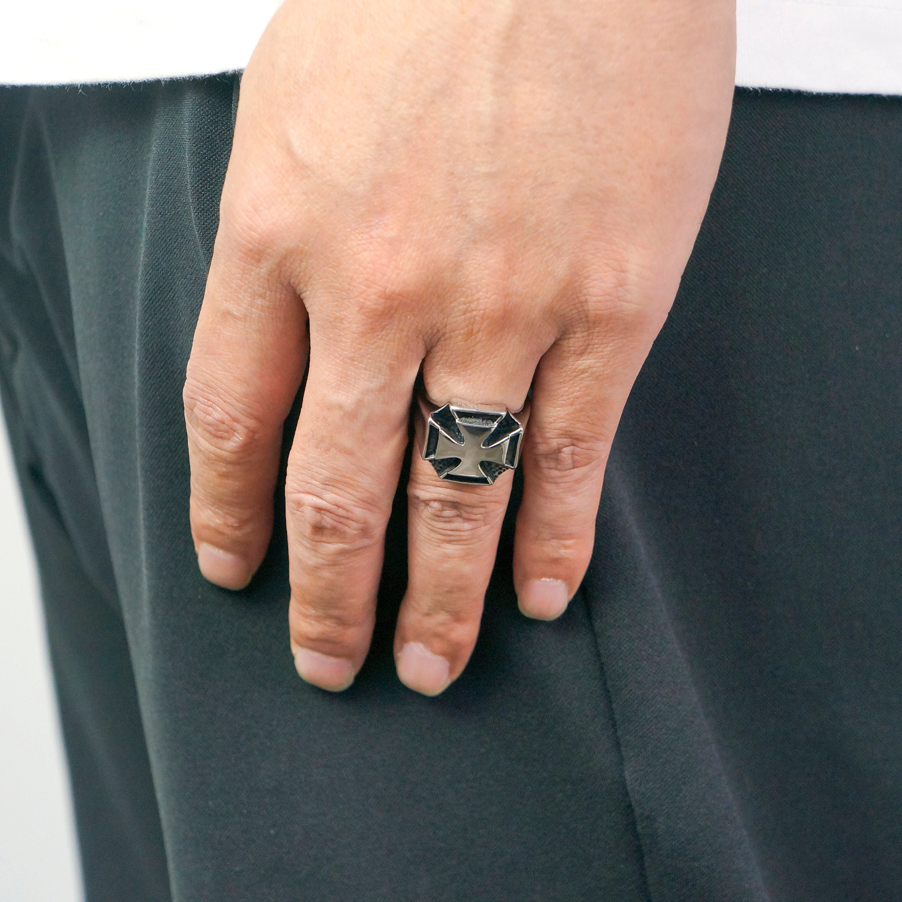 Christian Cross Signet Ring Stainless Steel Engraved Faith - Etsy