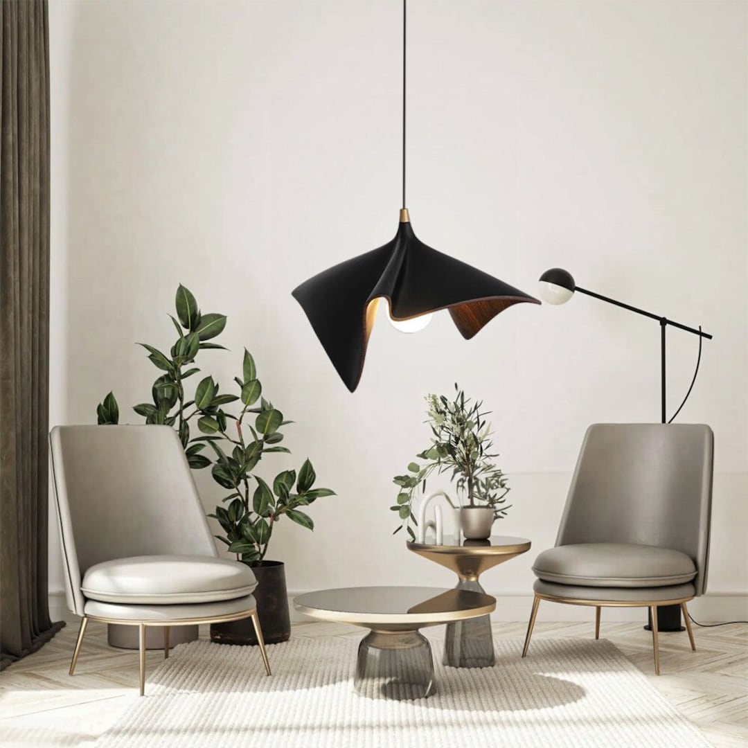 Resin Black LED Pendant Light,modern Waving Hanging Light,restaurant ...