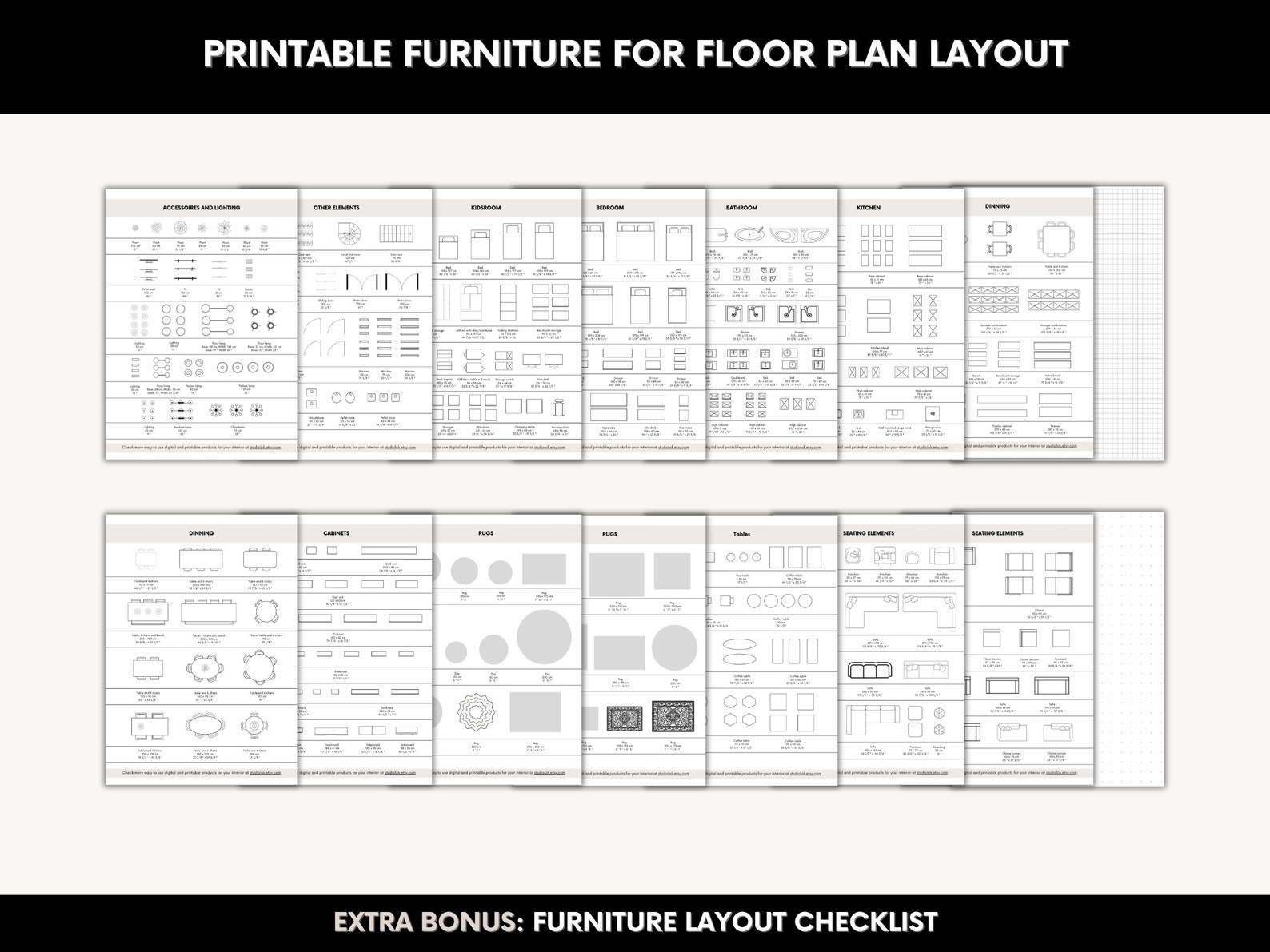 Printable Scale Furniture Templates, DIY Custom Floor Plan Design, Home ...
