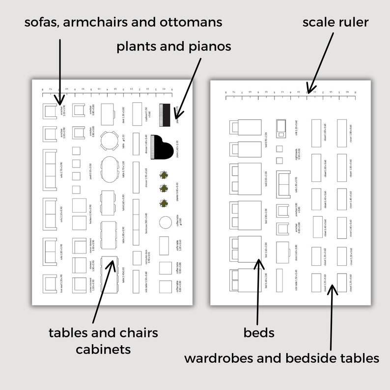 Printable Furniture Template for DIY Floorplan Design, Template Scale ...