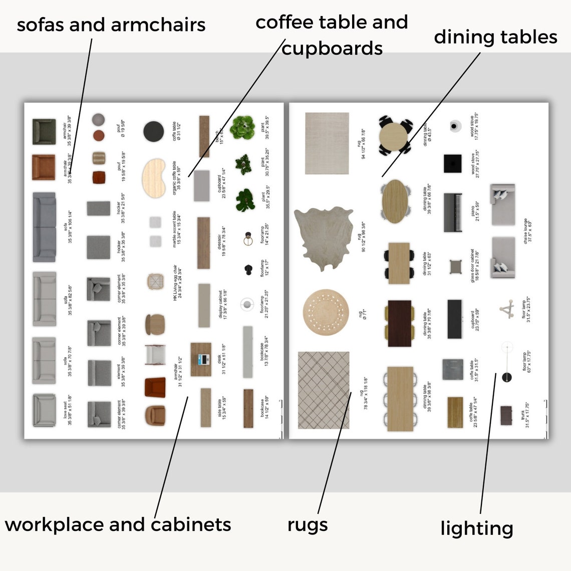 Printable Scale Furniture Cutouts for Living Room Floorplan, Living ...
