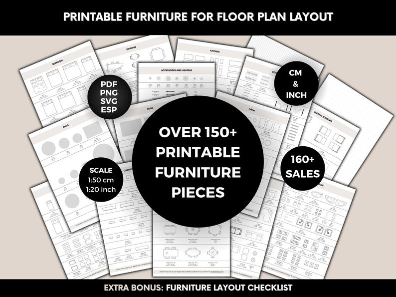 Printable Scale Furniture Templates Interior Design 1:50 Scale DIY ...