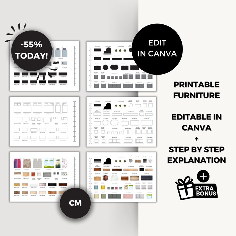 Printable Furniture Kit, Editable Furniture Kit, Customizable Furniture ...