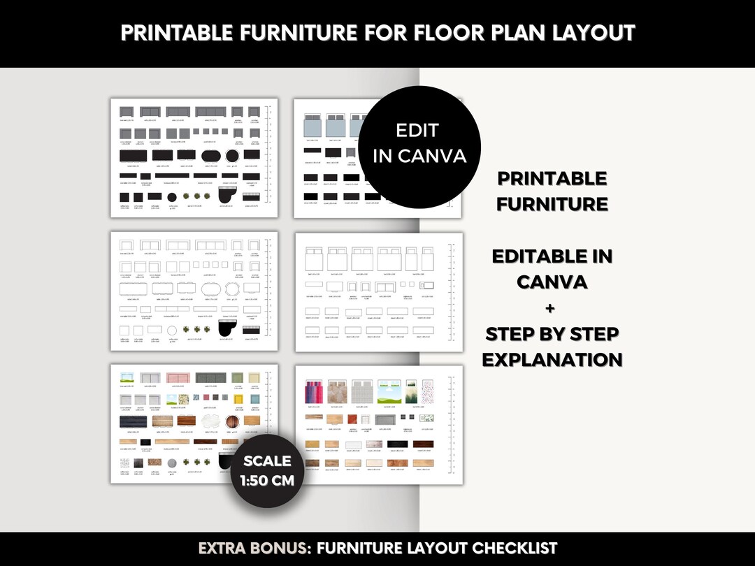 Printable Furniture Kit, Editable Furniture Kit, Customizable Furniture ...