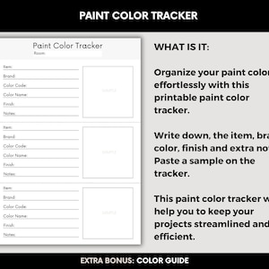 Paint Color Palette Printable, Paint Color Tracker, Color Brand, Colour ...