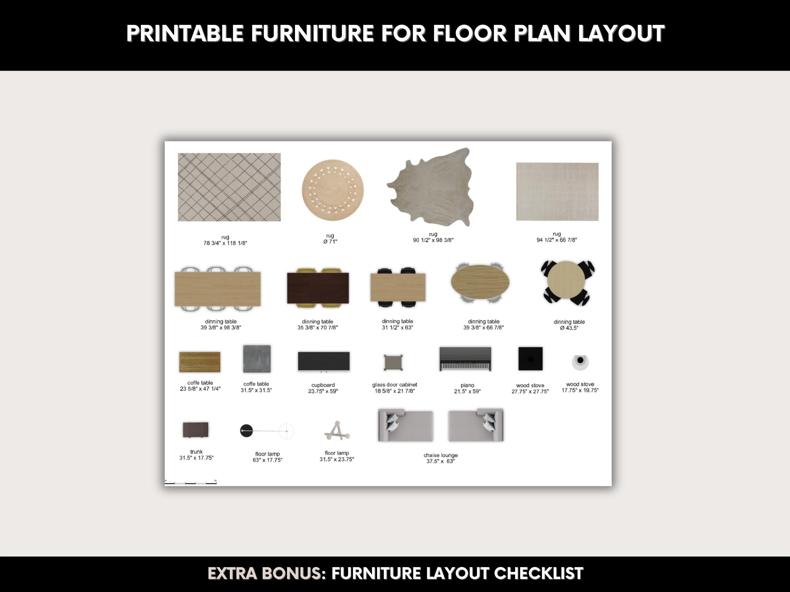 Furniture Printable Template Kit, DIY Floor Plan Kit, Furniture Layout ...