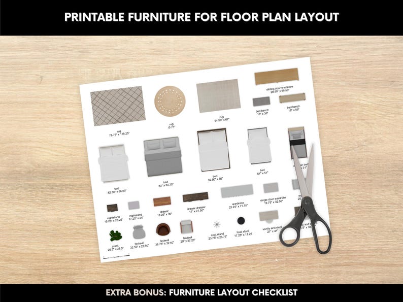 Printable Furniture Bedroom Template, Bedroom Design Kit, Bedroom ...