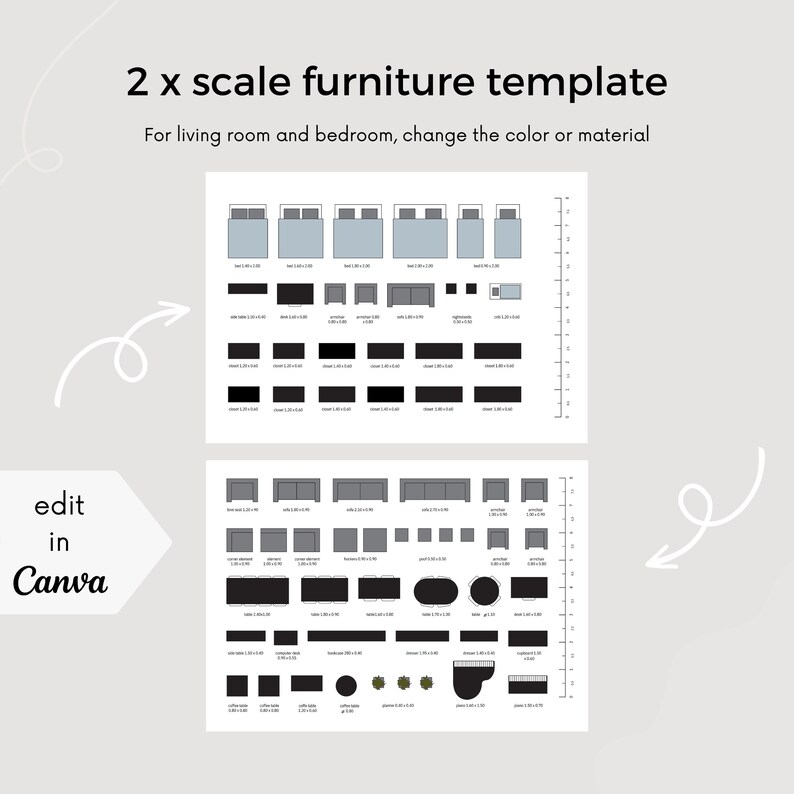Printable Furniture Kit, Editable Furniture Kit, Customizable Furniture ...