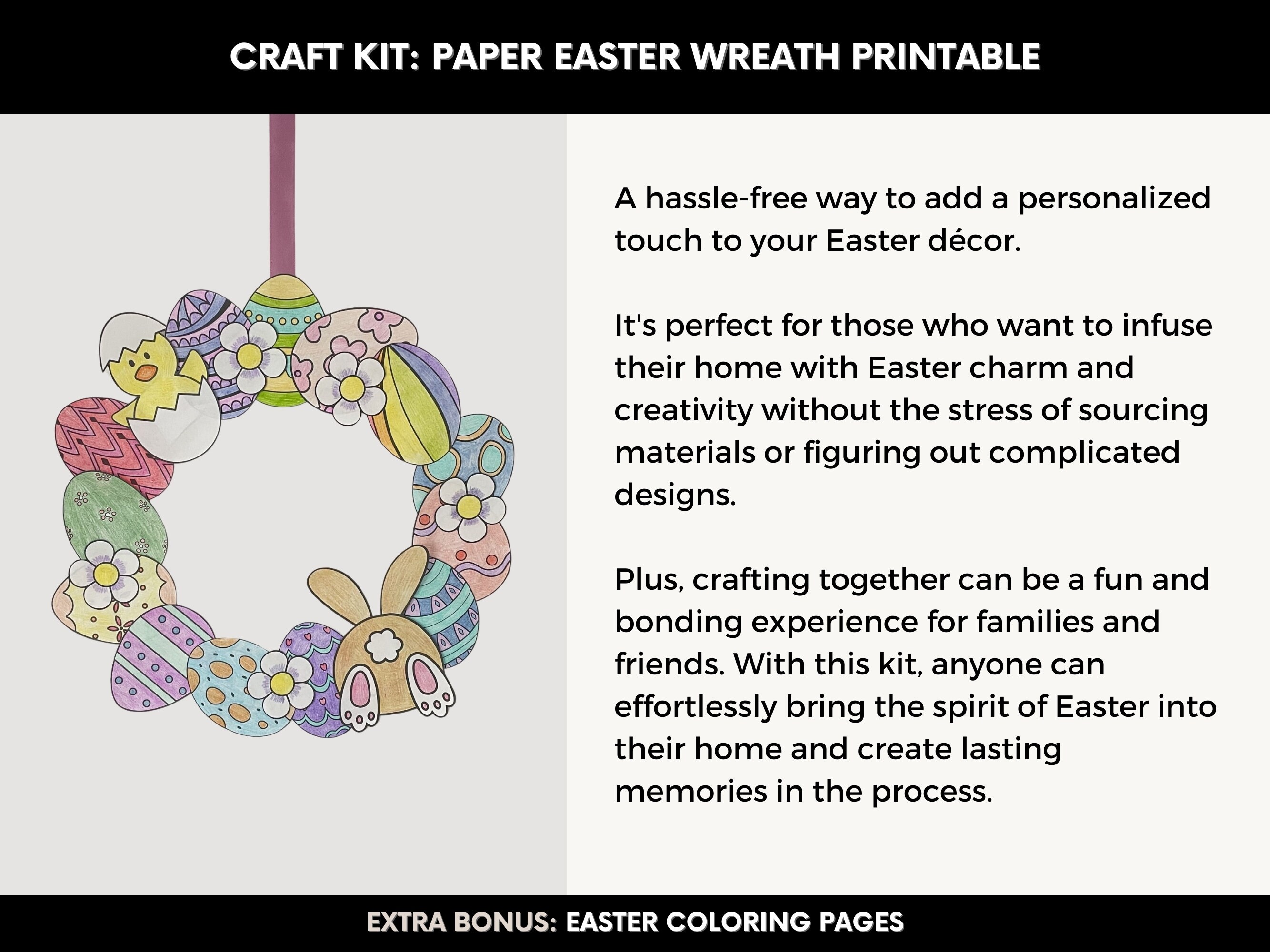 Handmade Easter Decor Printable Wreath Kit, Family-friendly Easter ...