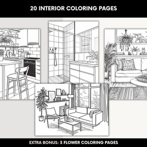 Cozy Home Coloring Pages, Living Room, Kitchen, Bedroom, Bathroom ...
