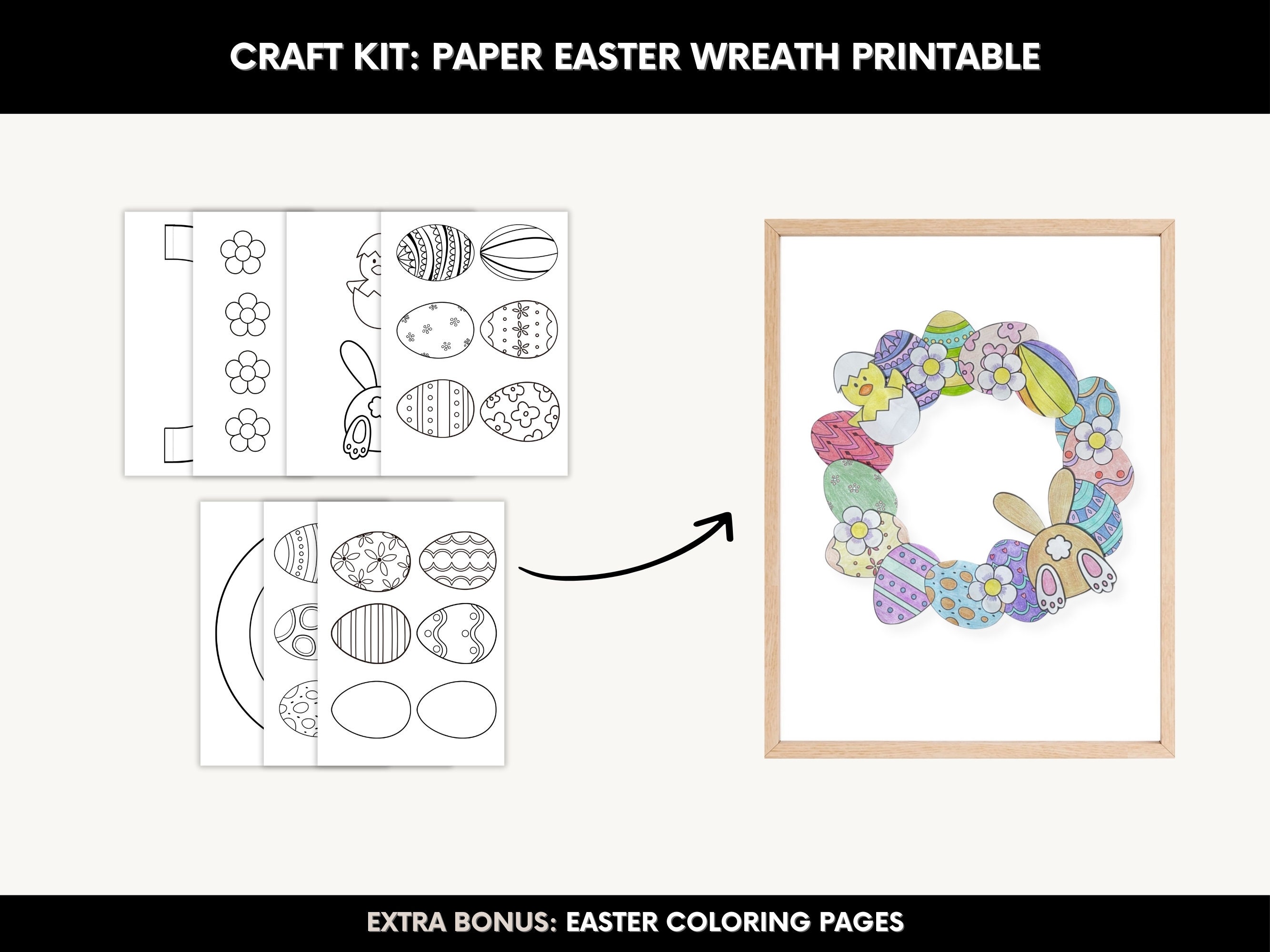 Handmade Easter Decor Printable Wreath Kit, Family-friendly Easter ...