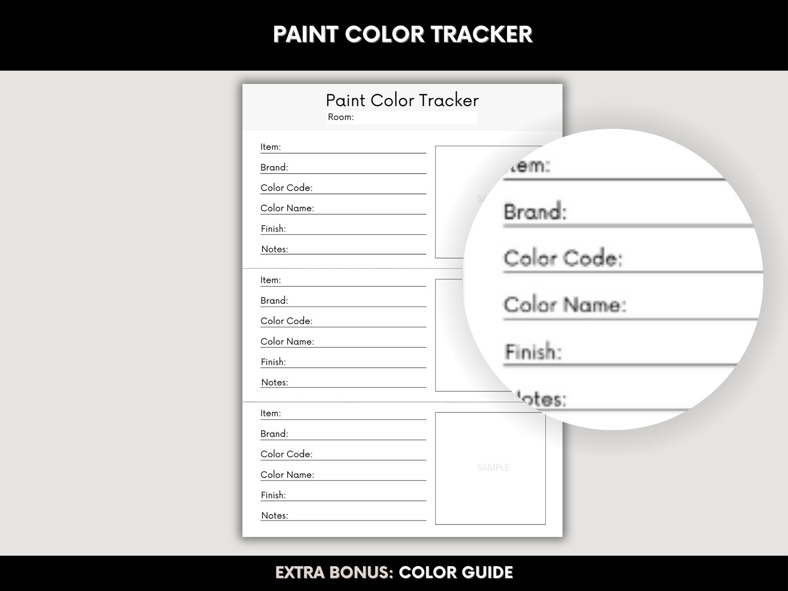 Paint Color Palette Printable, Paint Color Tracker, Color Brand, Colour ...