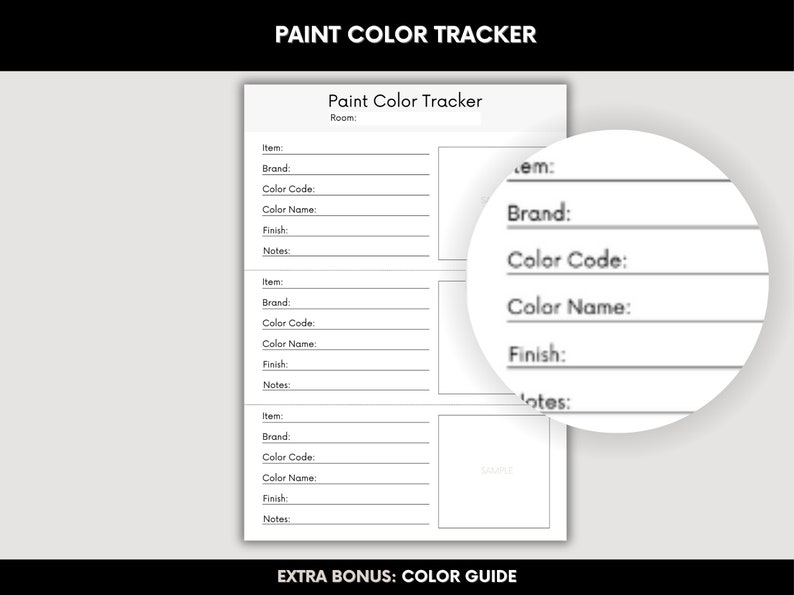 Paint Color Palette Printable, Paint Color Tracker, Color Brand, Colour ...