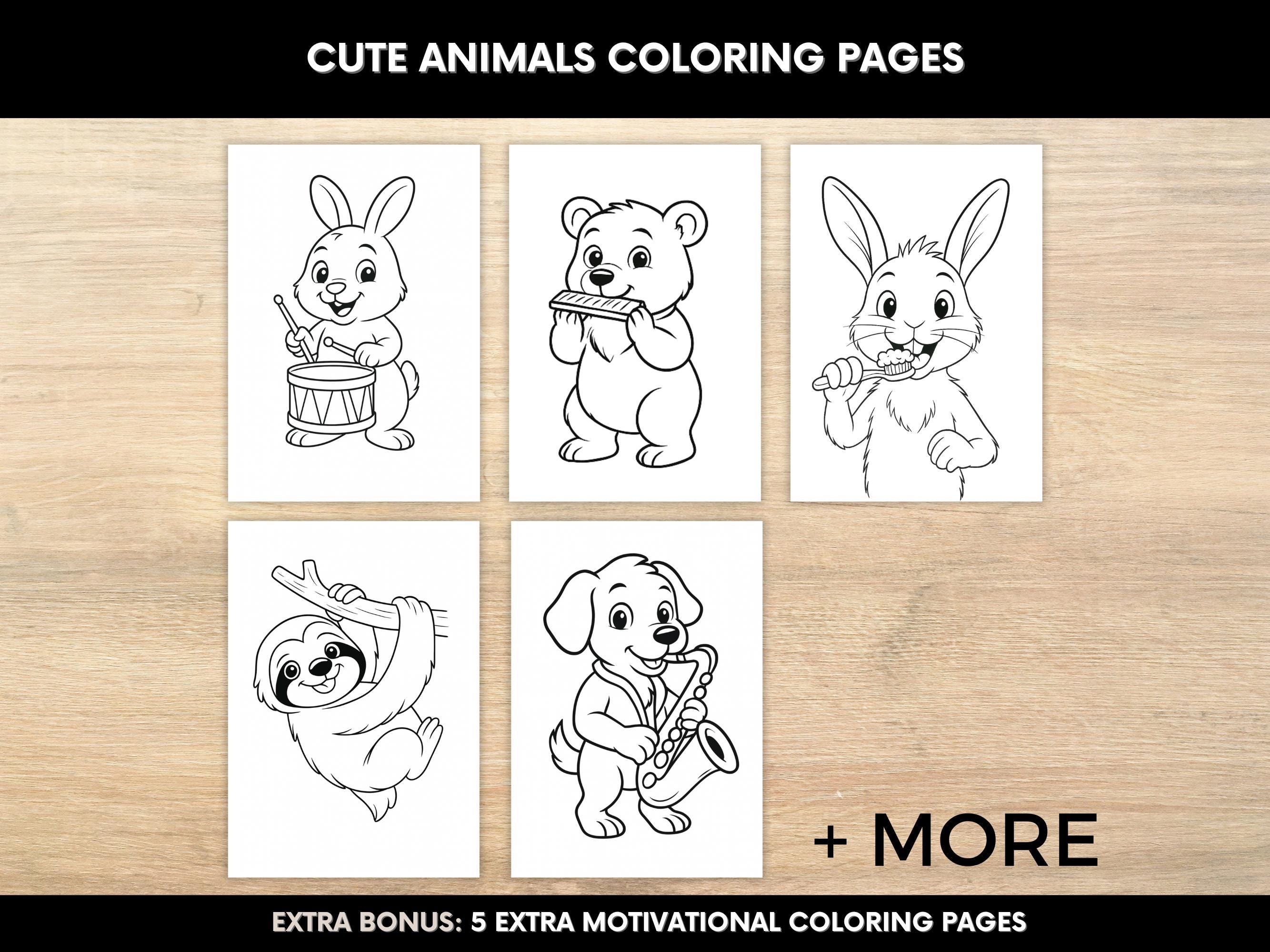 Cute Animal Coloring Pages for Kids | 20 Printable Coloring Sheets ...
