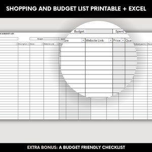 Budget Planner Excel and Printable Shopping List for Home Projects ...