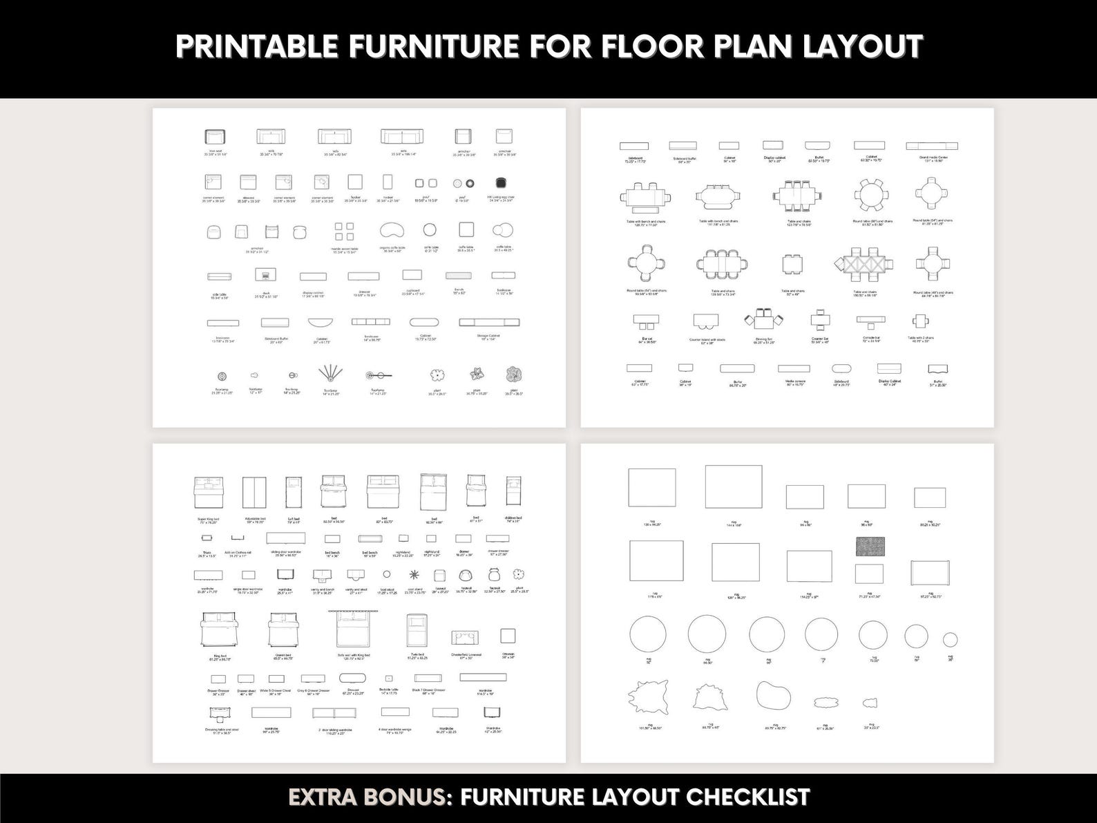 Printable Scale Furniture Templates Interior Design Scale 1/8" DIY ...