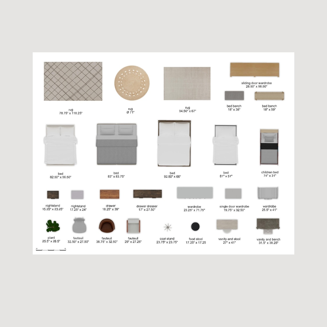 Printable Furniture Bedroom Template, Bedroom Design Kit, Bedroom ...