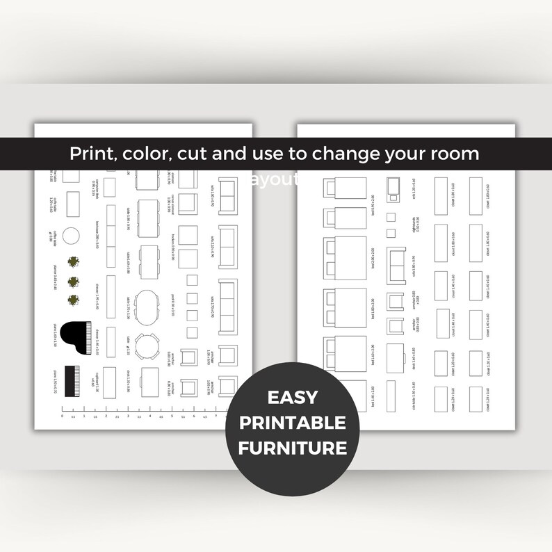 Printable Template Scale Furniture A4 Coloring Page Scale Furniture ...