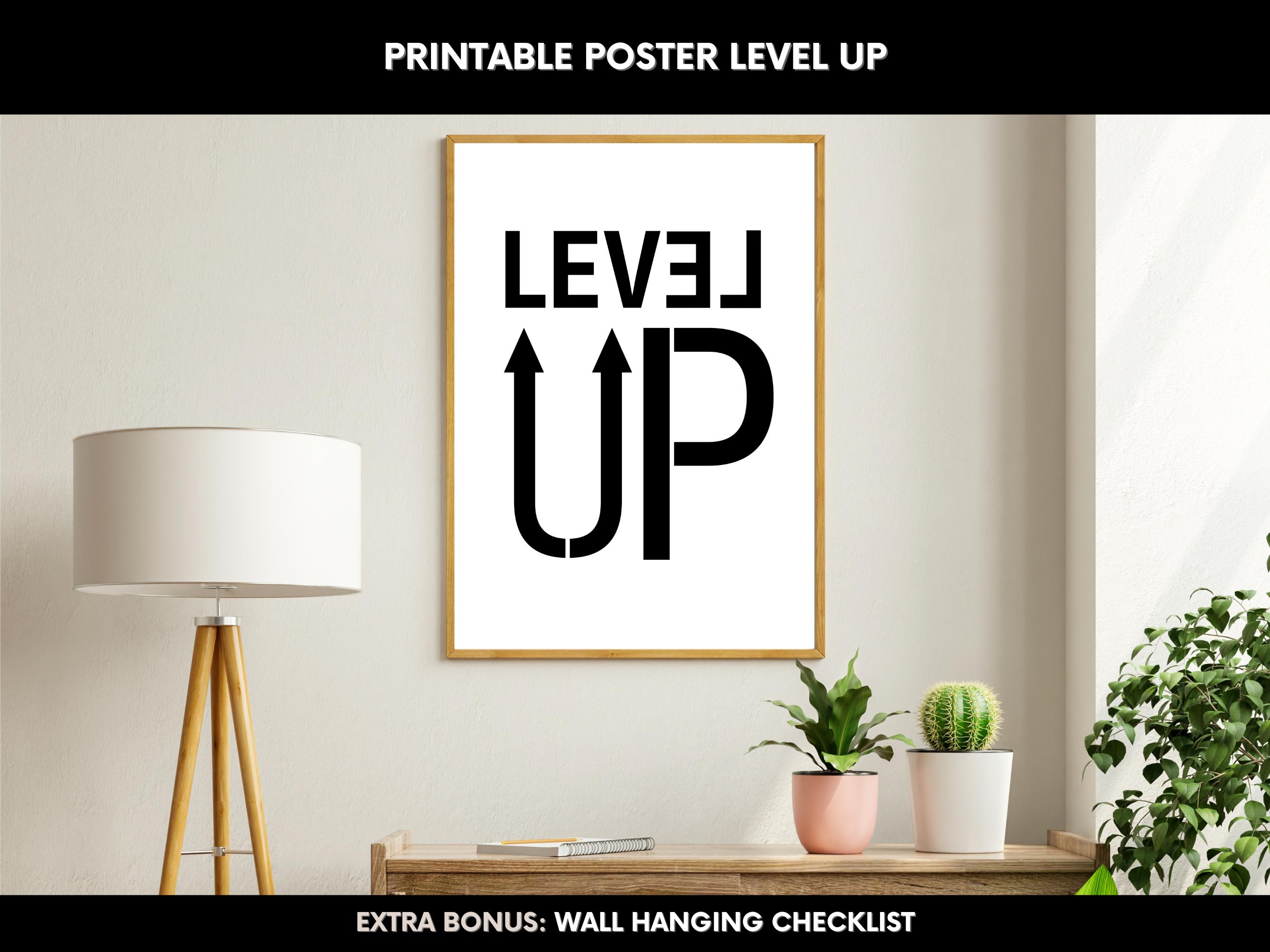Printable Level up Typography Poster, Minimalist Black & White ...