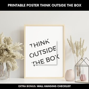 Think Outside the Box Poster, Inspirational Text, Quote Prints ...