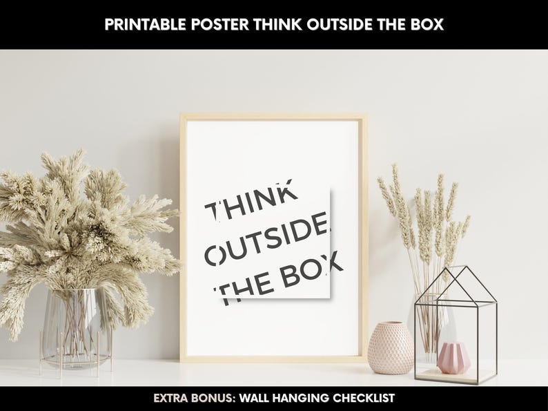 Think Outside the Box Printable Wall Art, Motivational Quote Poster ...
