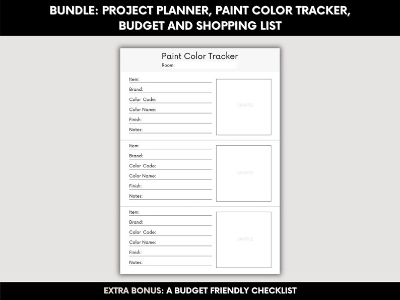 Complete Home Improvement Planner Set, Paint Color Tracker, Budget ...