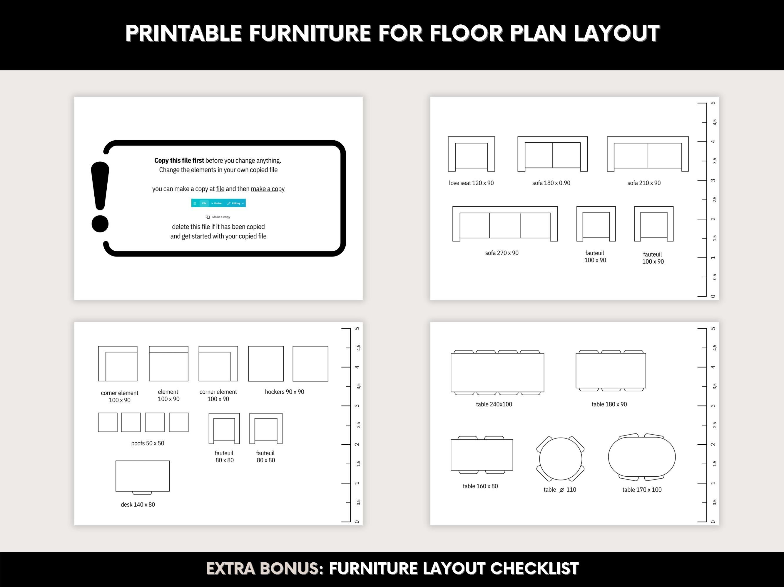Editable Furniture Template Kit, DIY Floor Plan & Room Design in Canva ...