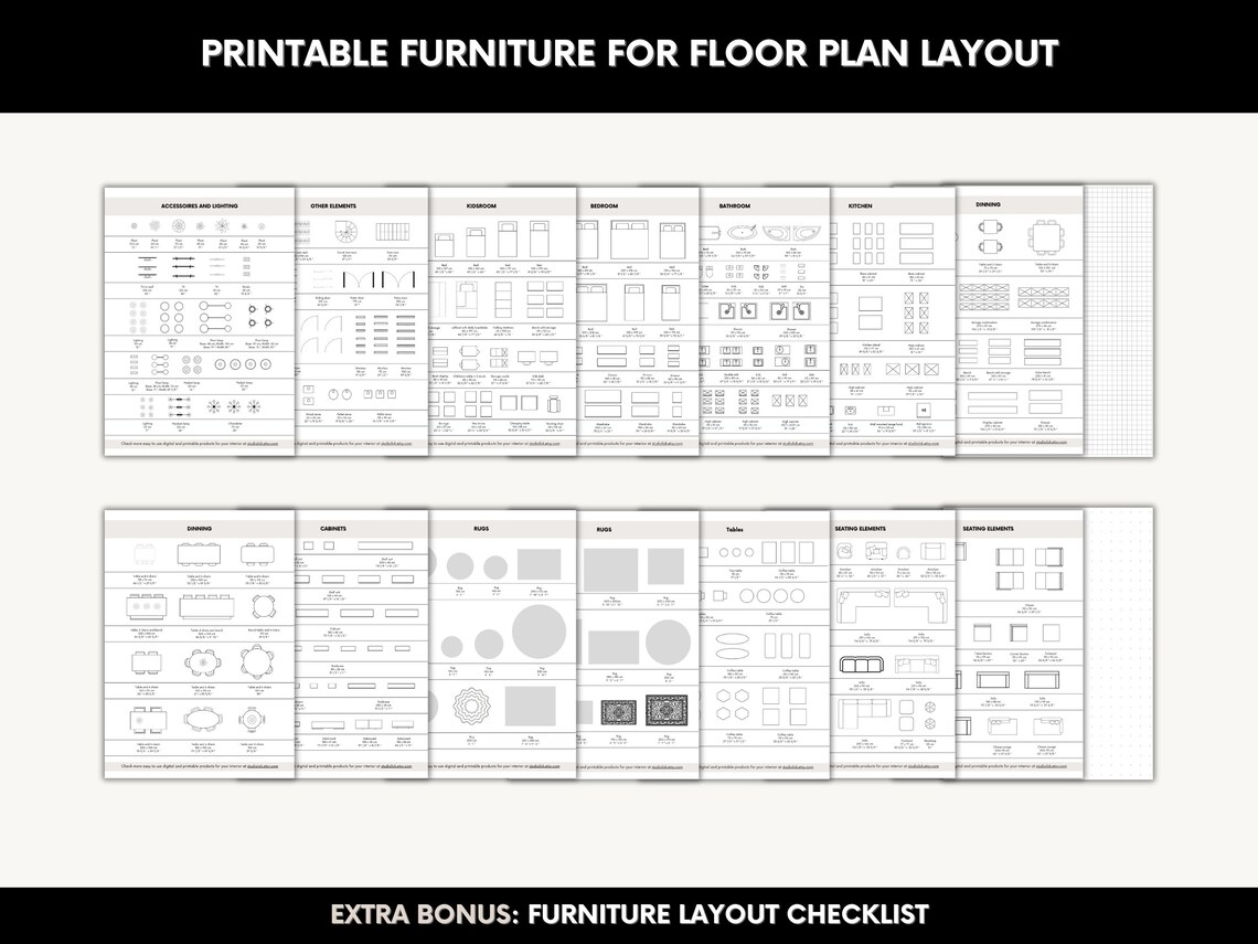 Printable Scale Furniture Templates Interior Design 1:50 Scale DIY ...