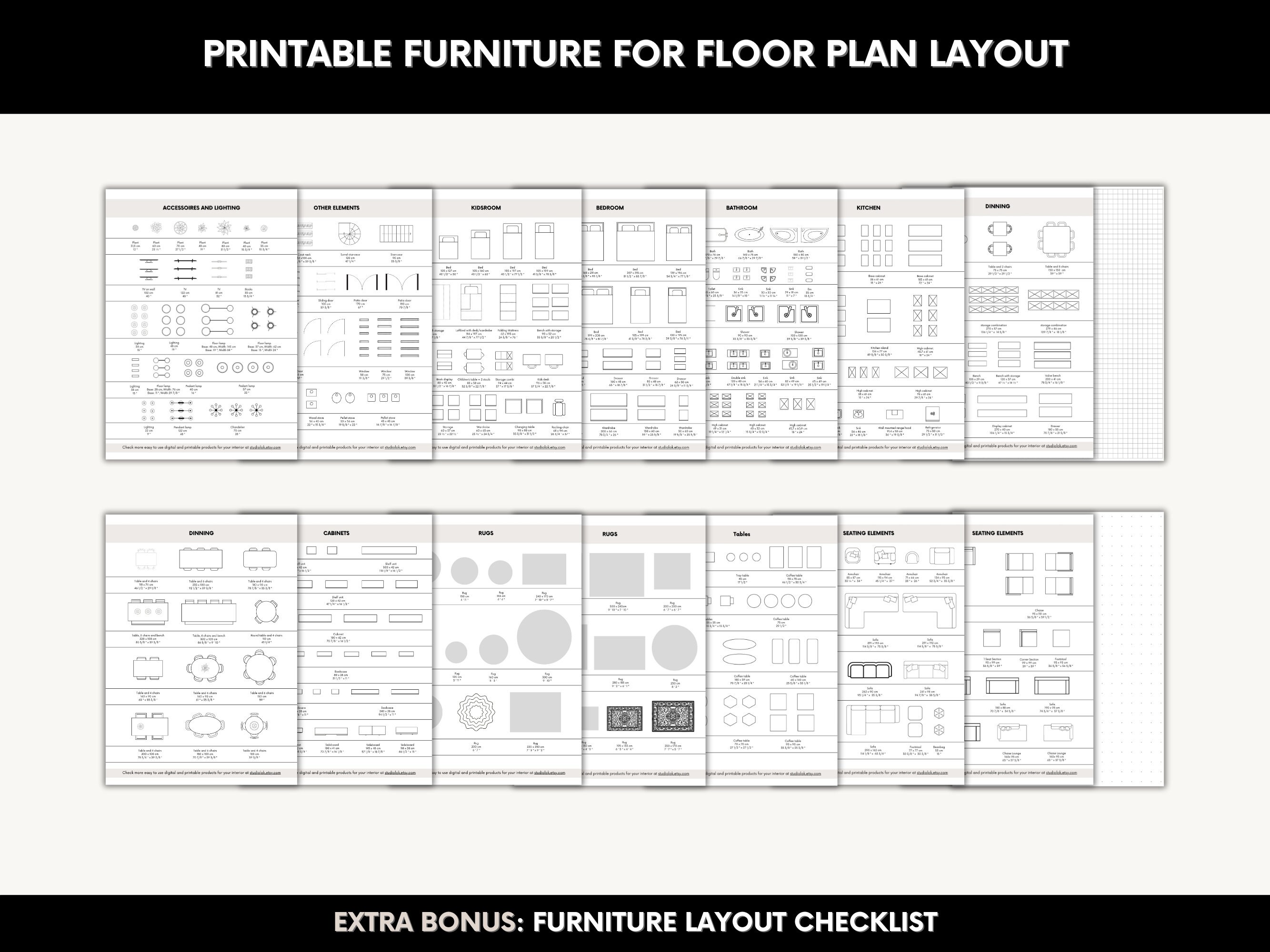 Printable Scale Furniture Templates Interior Design 1:50 Scale DIY ...