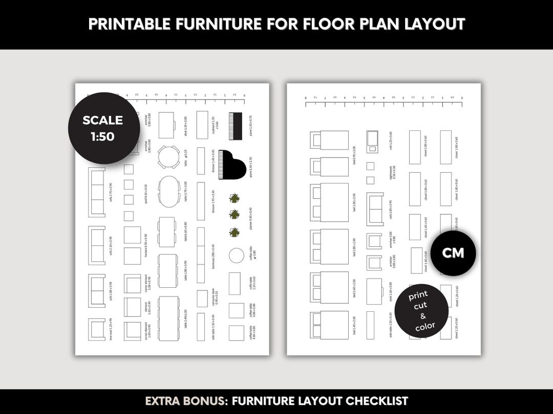 Printable Furniture Scale Template: DIY Floor Plan Kit (A4 PDF) - Etsy