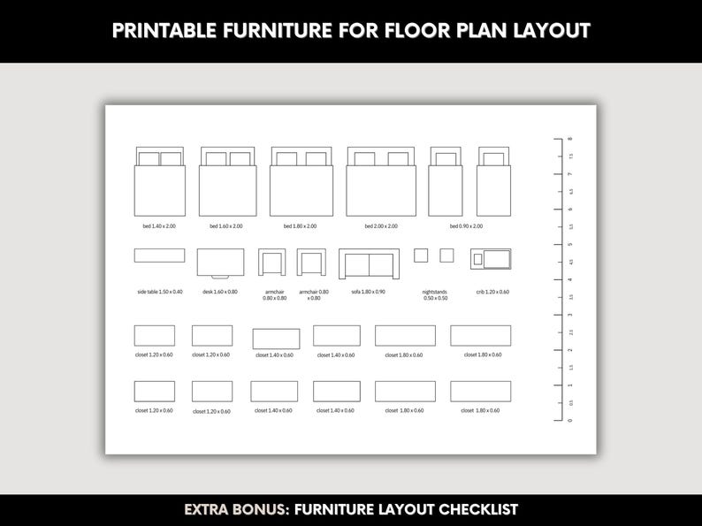 Printable Template Scale Furniture A4 Coloring Page Scale Furniture ...