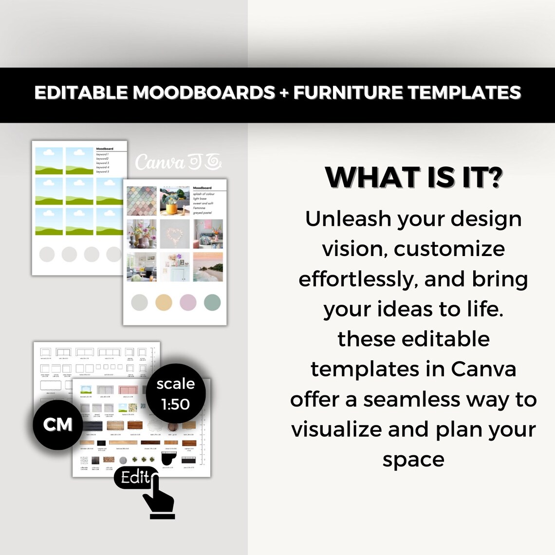 Canva Furniture and Moodboard Design Bundle, Editable Templates for ...