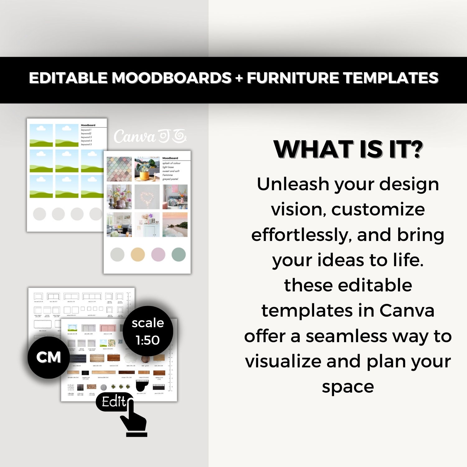 Canva Furniture and Moodboard Design Bundle, Editable Templates for ...