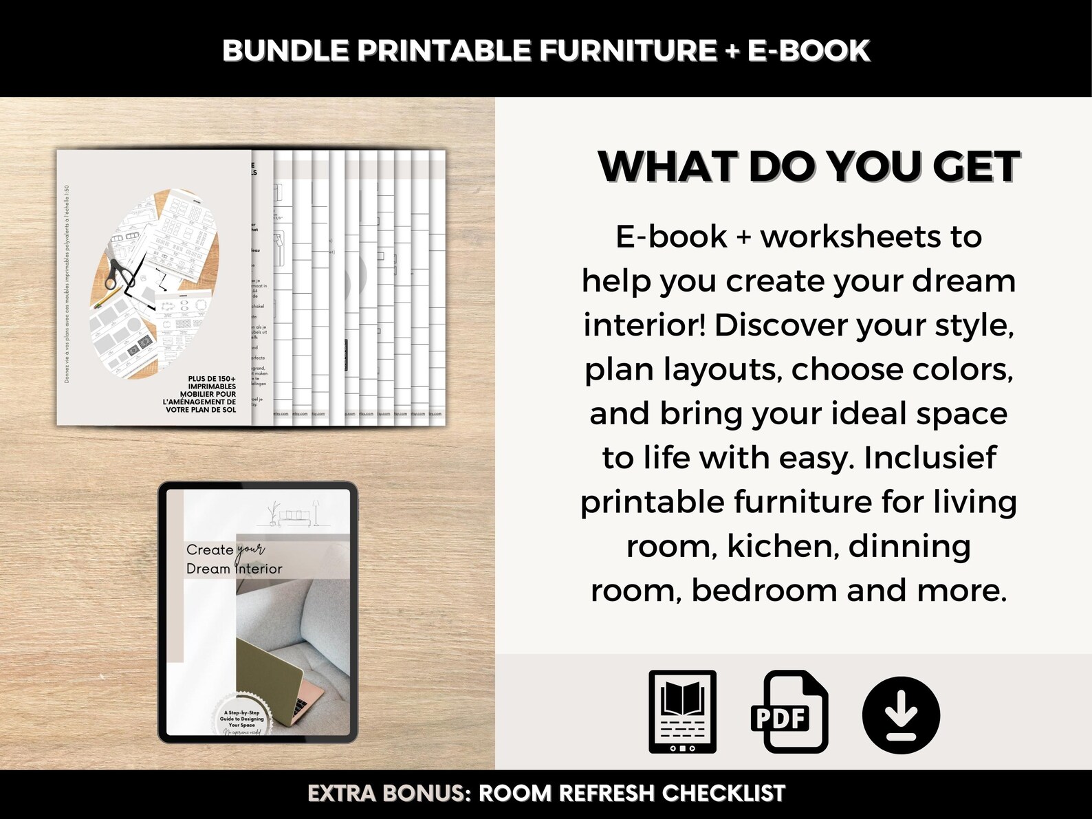 Printable Scale Furniture Templates + Interior Design Guide, DIY Room ...