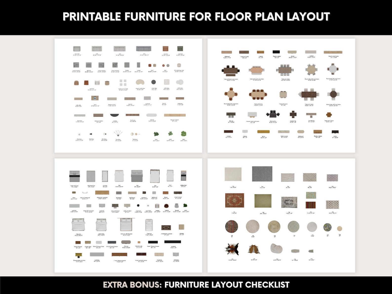 Printable Scale Furniture Templates Interior Design Scale 1/8" DIY ...