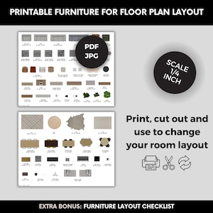 Printable Scale Furniture Cutouts for Living Room Floorplan, Living ...