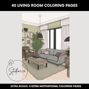 Relaxing Interior Design Coloring Book, 40 Printable Home Decor Pages ...