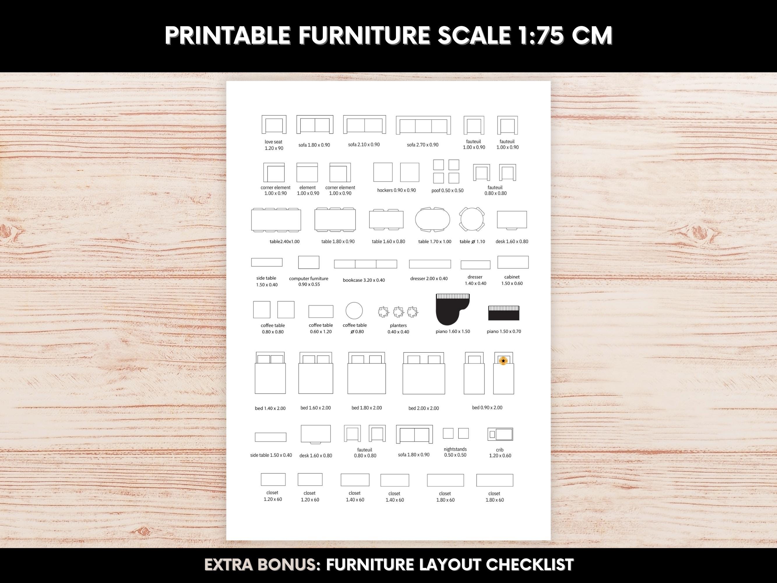 Printable Scale Furniture Template, 1:75 Interior Design Floor Plan Kit ...