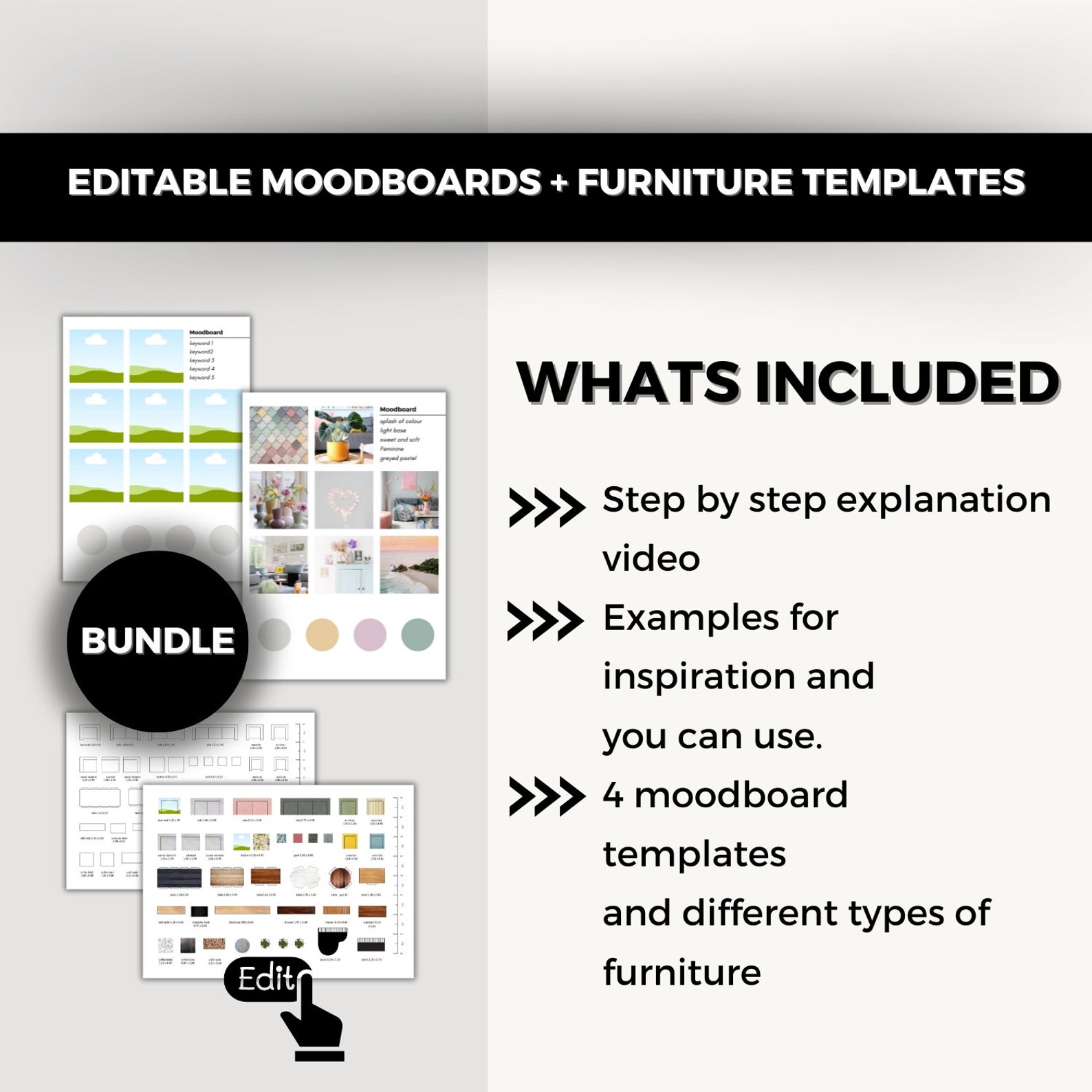 Canva Furniture and Moodboard Design Bundle, Editable Templates for ...