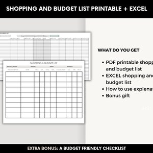 Budget Planner Excel and Printable Shopping List for Home Projects ...
