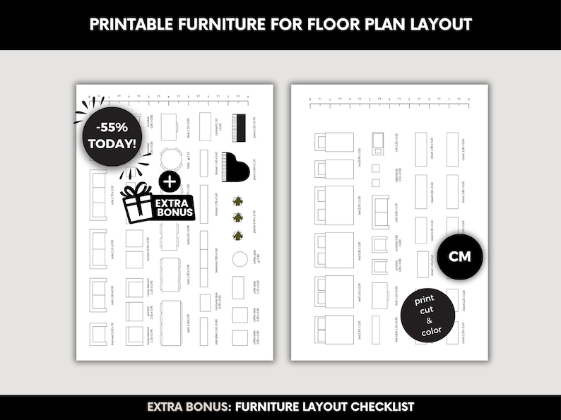Printable Template Scale Furniture A4 Coloring Page Scale Furniture ...