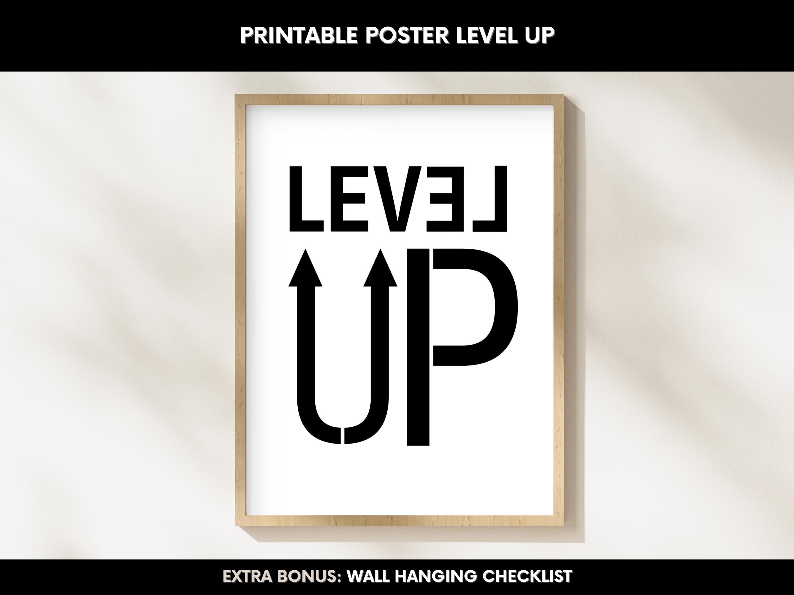 Printable Level up Typography Poster, Minimalist Black & White ...