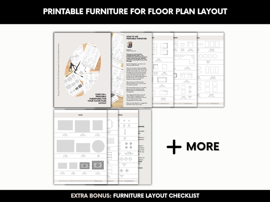 Printable Scale Furniture Templates Interior Design 1:50 Scale DIY ...