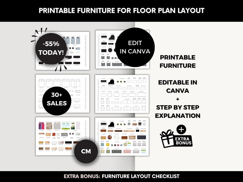 Printable Furniture Kit, Editable Furniture Kit, Customizable Furniture ...