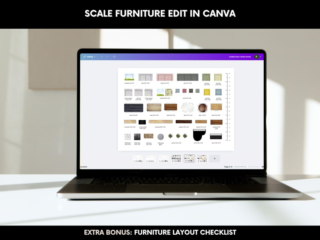 Editable Furniture Template Kit, DIY Floor Plan & Room Design in Canva ...